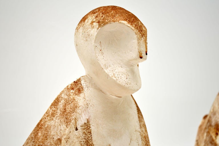 Pair of Distressed Clay Sculptures Vintage, 1960s For Sale at 1stDibs
