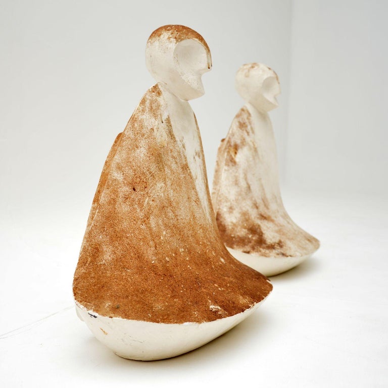 Pair of Distressed Clay Sculptures Vintage, 1960s For Sale at 1stDibs