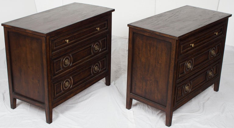 Pair of Distressed Dark Wood Large Nightstands Bedside Chests For Sale ...