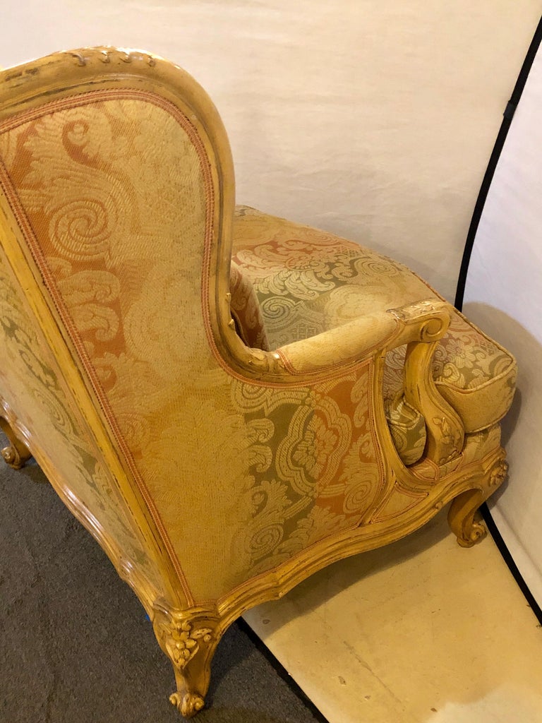 Pair of Distressed Palatial Louis XV Style Wingback or Bergere Chairs ...