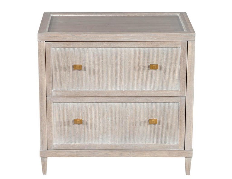 Pair of Distressed Washed Oak Nightstands End Tables For Sale at 1stDibs