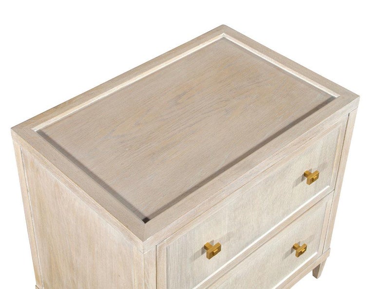 Pair of Distressed Washed Oak Nightstands End Tables For Sale at 1stDibs