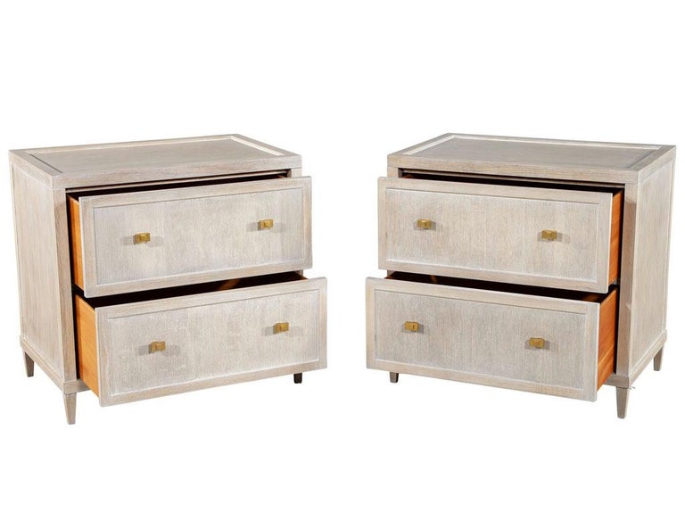 Pair of Distressed Washed Oak Nightstands End Tables For Sale at 1stDibs