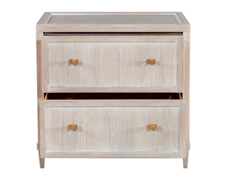 Pair of Distressed Washed Oak Nightstands End Tables For Sale at 1stDibs