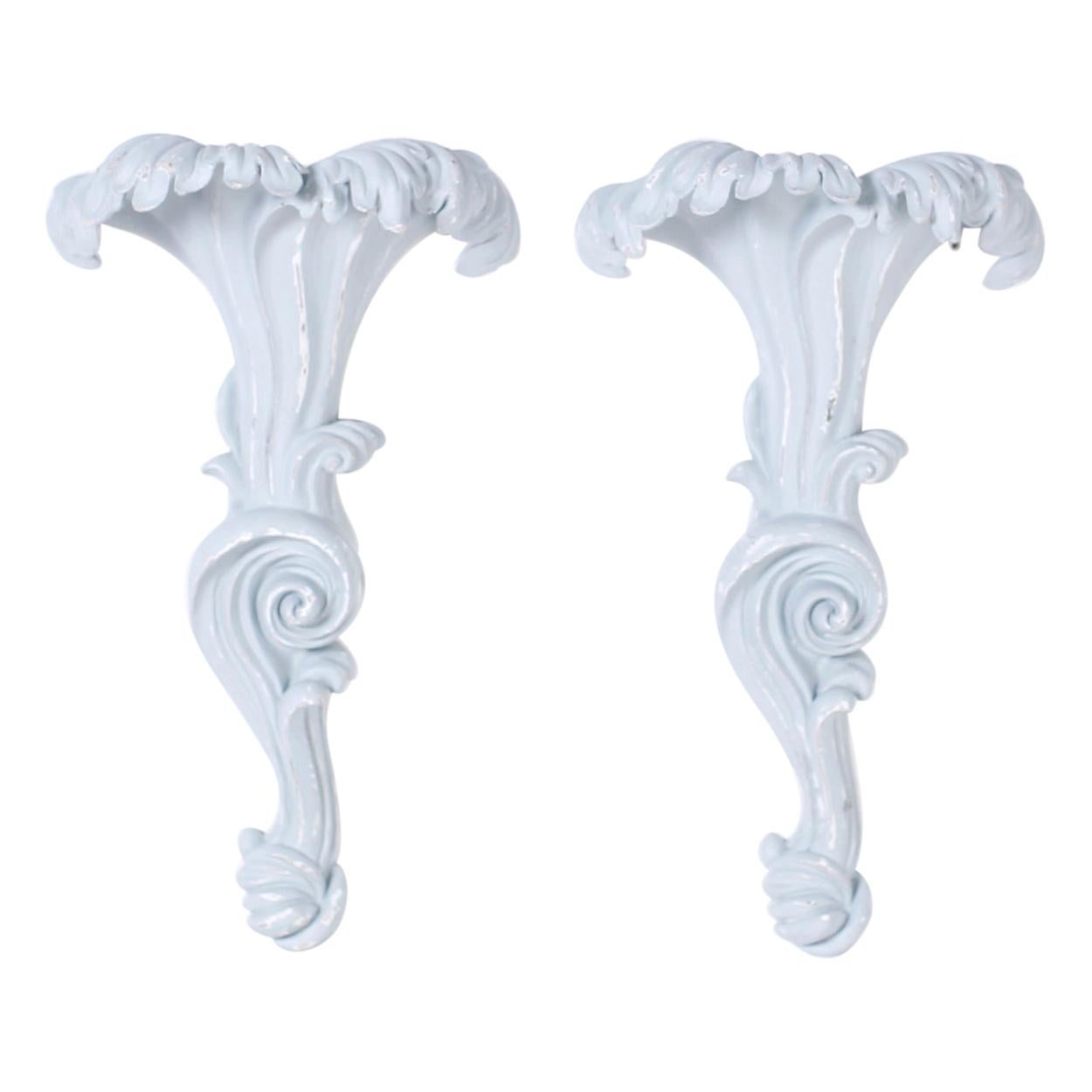 Pair of Walnut Gothic Style Wall Brackets from Provence at 1stDibs