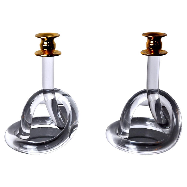 Pair of Dorothy Thorpe Lucite Candlesticks 1970 For Sale at 1stDibs