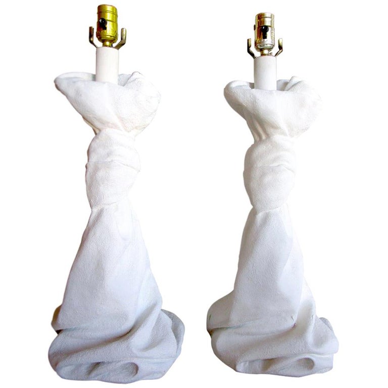 Pair of Draped Plaster Lamps after John Dickinson at 1stDibs
