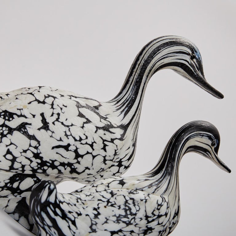 Pair of Ducks Animal Sculptures by Archimede Seguso Murano in Black and ...
