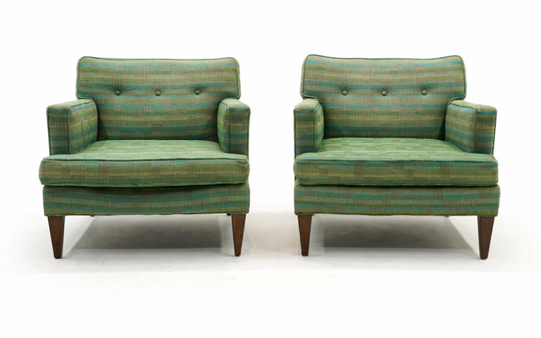 Pair of Dunbar Lounge Chairs Priced for Reupholstery, Signed at 1stDibs