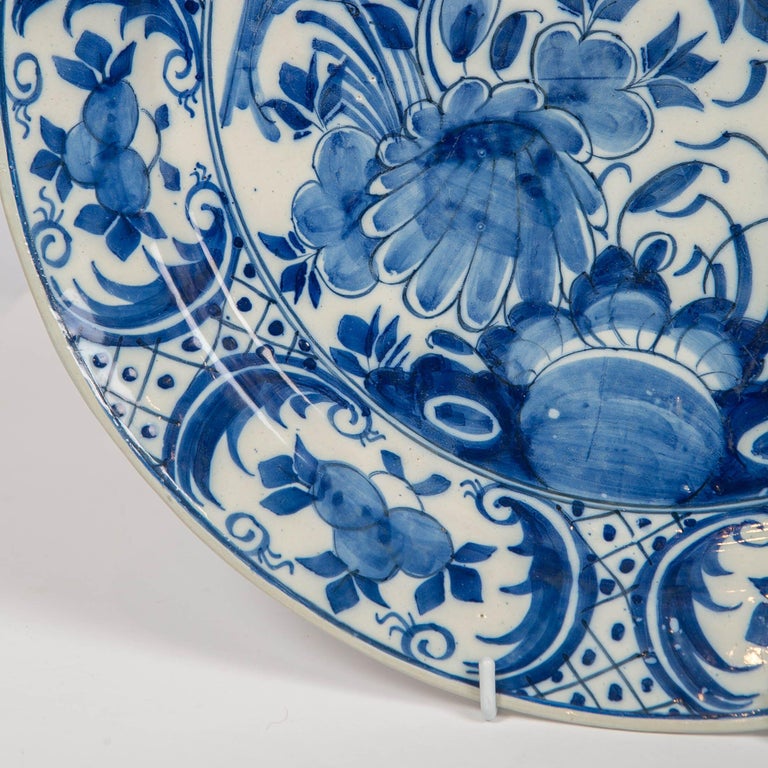 Pair of Dutch Delft Blue and White Chargers with Songbirds Made circa ...
