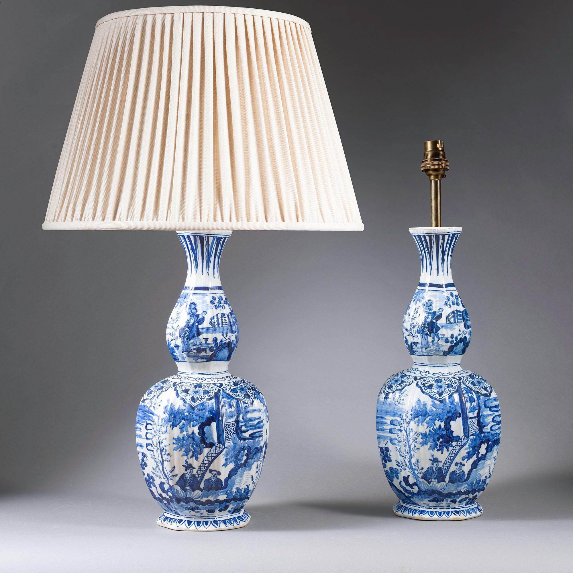 Pair of Dutch Delft Knobble Vases as Table Lamps For Sale at 1stDibs