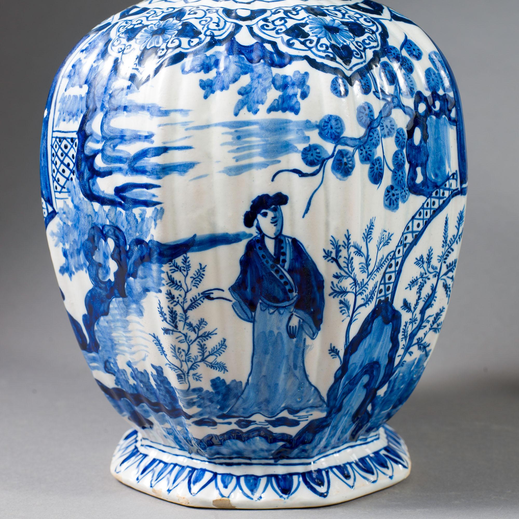 Pair of Dutch Delft Knobble Vases as Table Lamps For Sale at 1stDibs