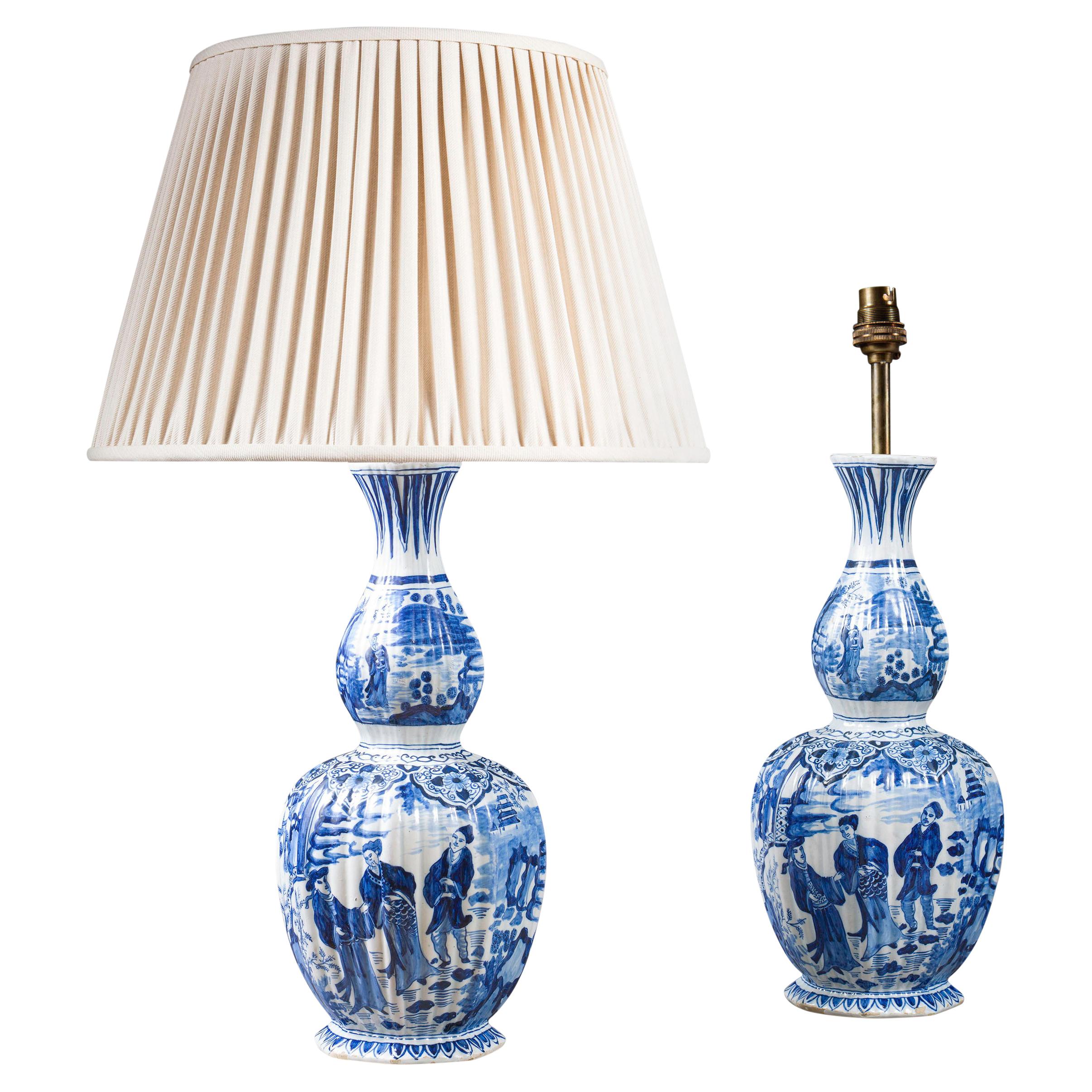 Pair of Dutch Delft Knobble Vases as Table Lamps For Sale at 1stDibs