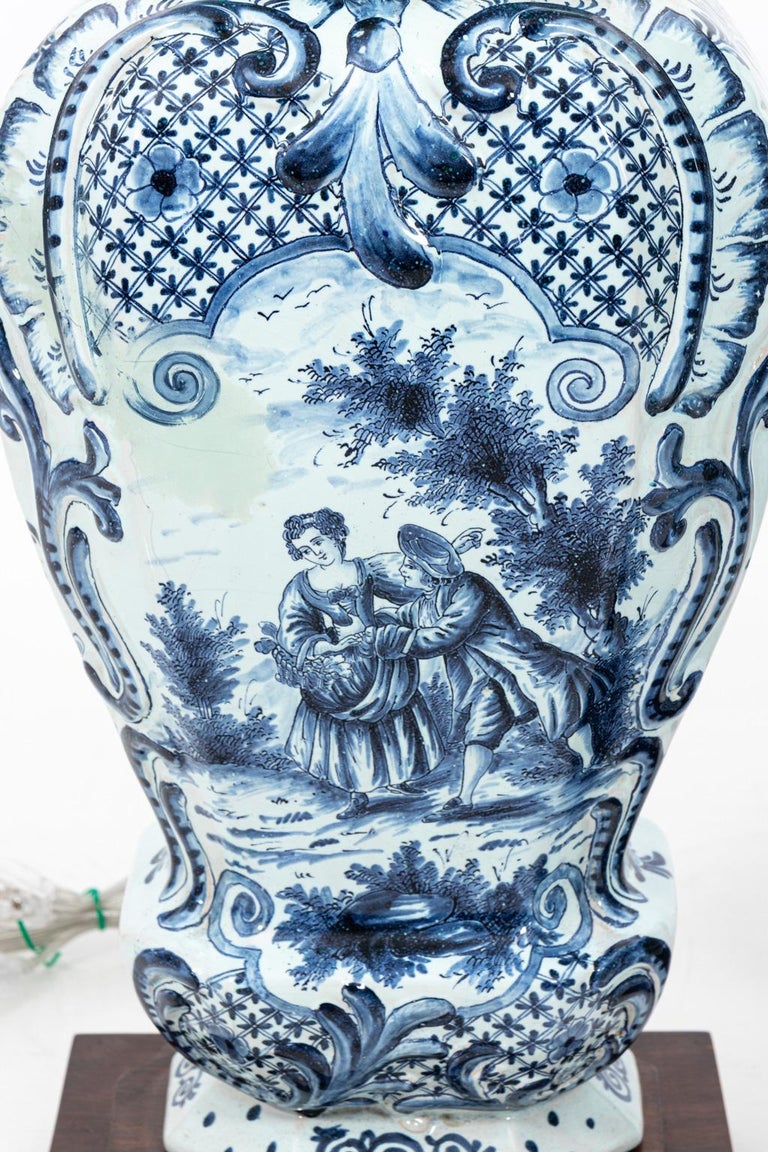 Pair of Dutch Delft Painted Lamps at 1stDibs