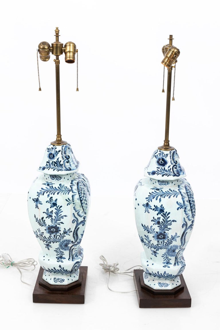 Pair of Dutch Delft Painted Lamps at 1stDibs