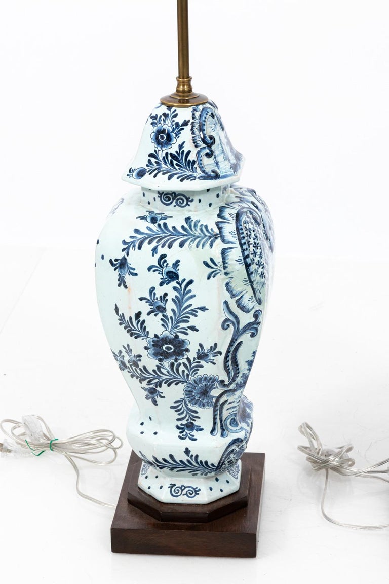Pair of Dutch Delft Painted Lamps at 1stDibs