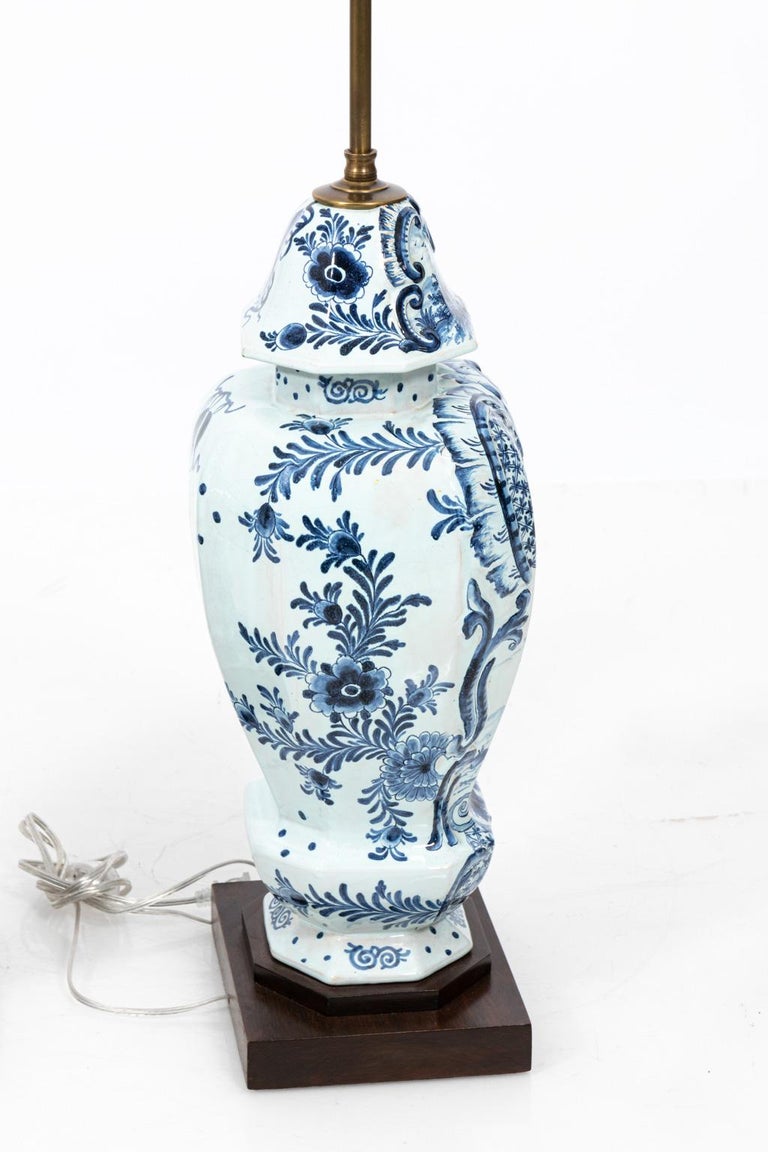 Pair of Dutch Delft Painted Lamps at 1stDibs