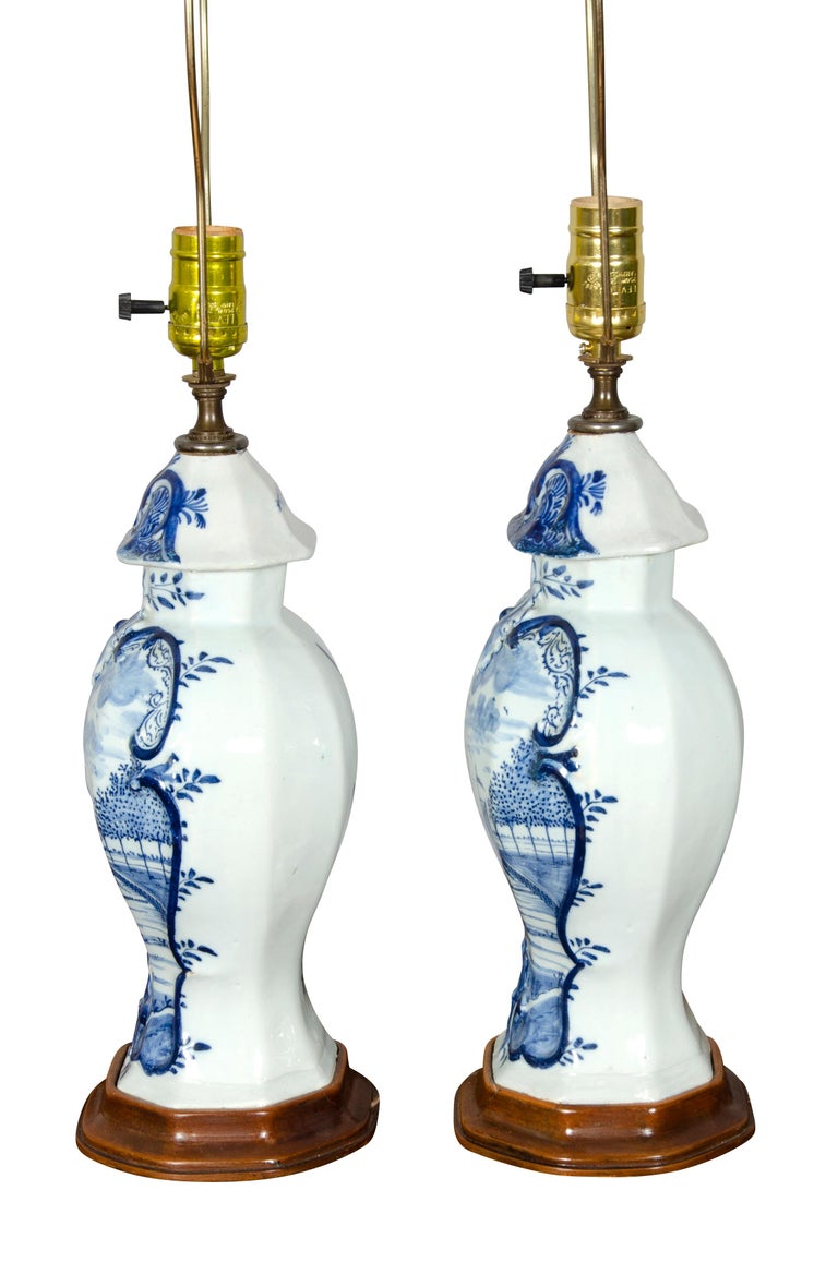 Pair of Dutch Delft Table Lamps at 1stDibs