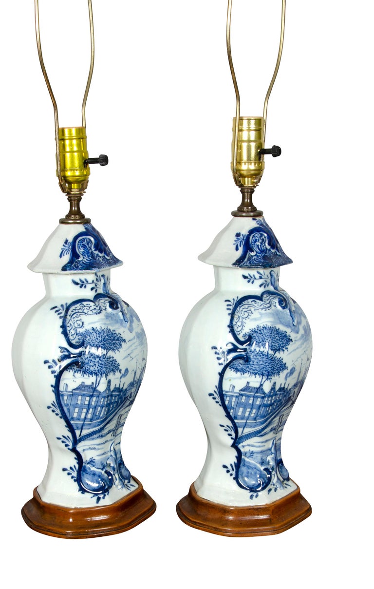 Pair of Dutch Delft Table Lamps at 1stDibs