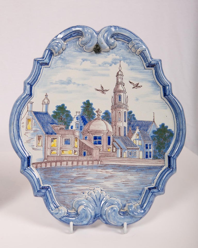 Pair of Dutch Delft Wall Plaques at 1stDibs