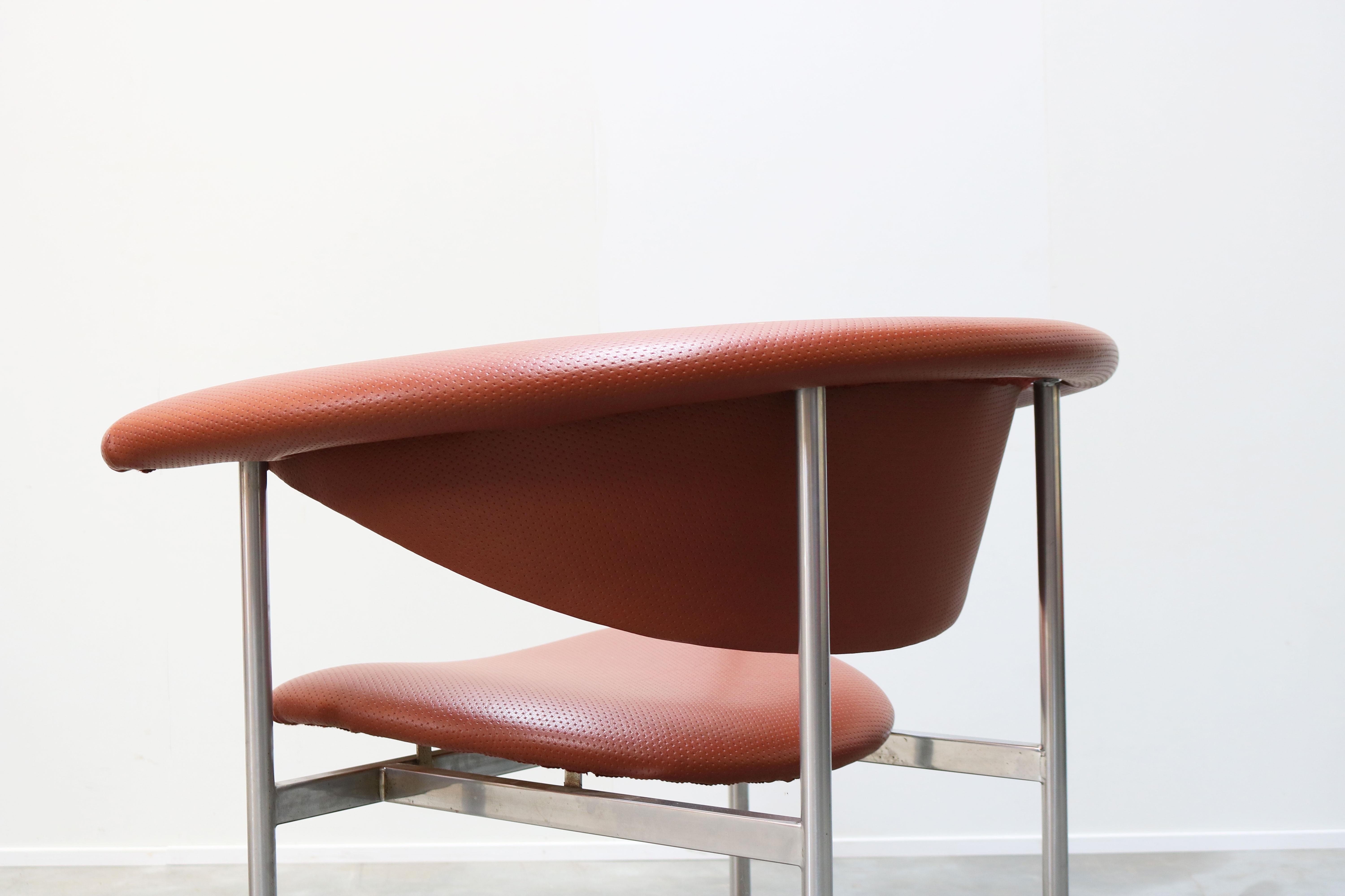 Pair of Dutch Modernist Design Lounge Chairs in Chrome by Rudolf Wolf ...