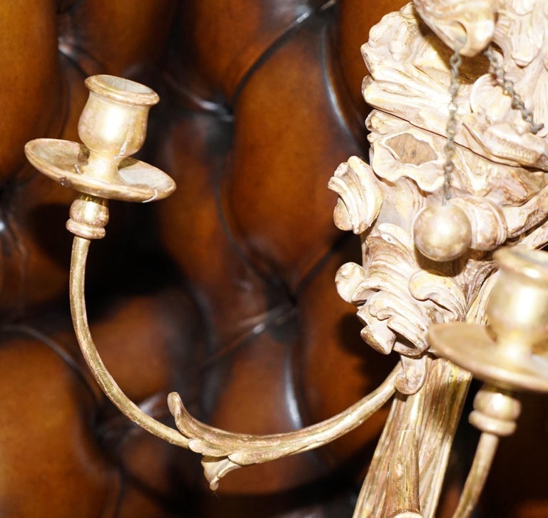 Pair of Eagle Carved Regency Empire Giltwood Twin Light Wall Appliques ...