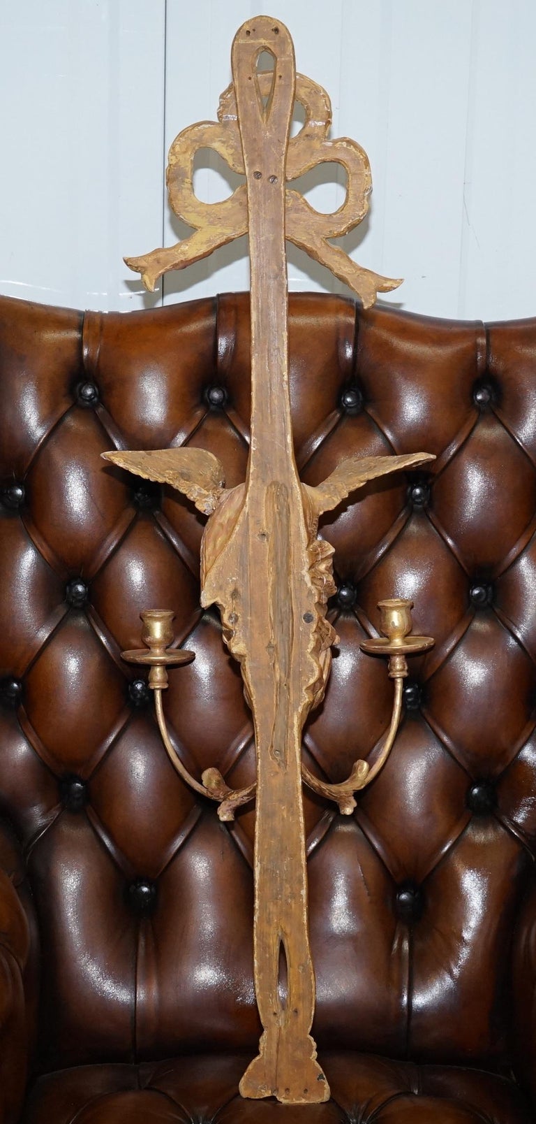 Pair of Eagle Carved Regency Empire Giltwood Twin Light Wall Appliques ...