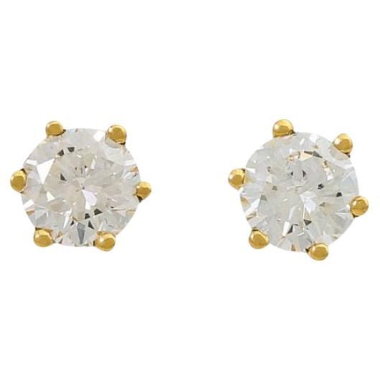 Pair of Ear Studs, with 2 Brilliant-Cut Diamonds Total 0.56ct For Sale ...