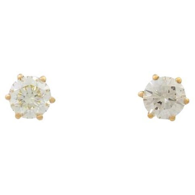 Pair of Ear Studs with 2 Diamonds For Sale at 1stDibs