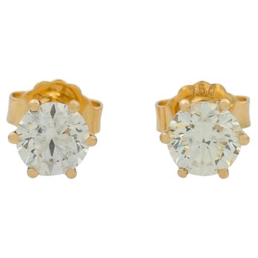 Pair of Ear Studs with 2 Diamonds For Sale at 1stDibs