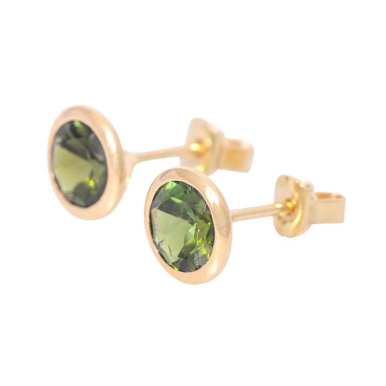 Pair of Ear Studs with Tourmalines For Sale at 1stDibs