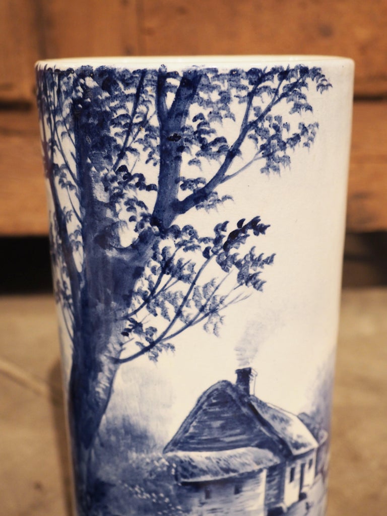 Pair of Early 1900’s Cobalt Blue and White Cylinder form Vases from ...