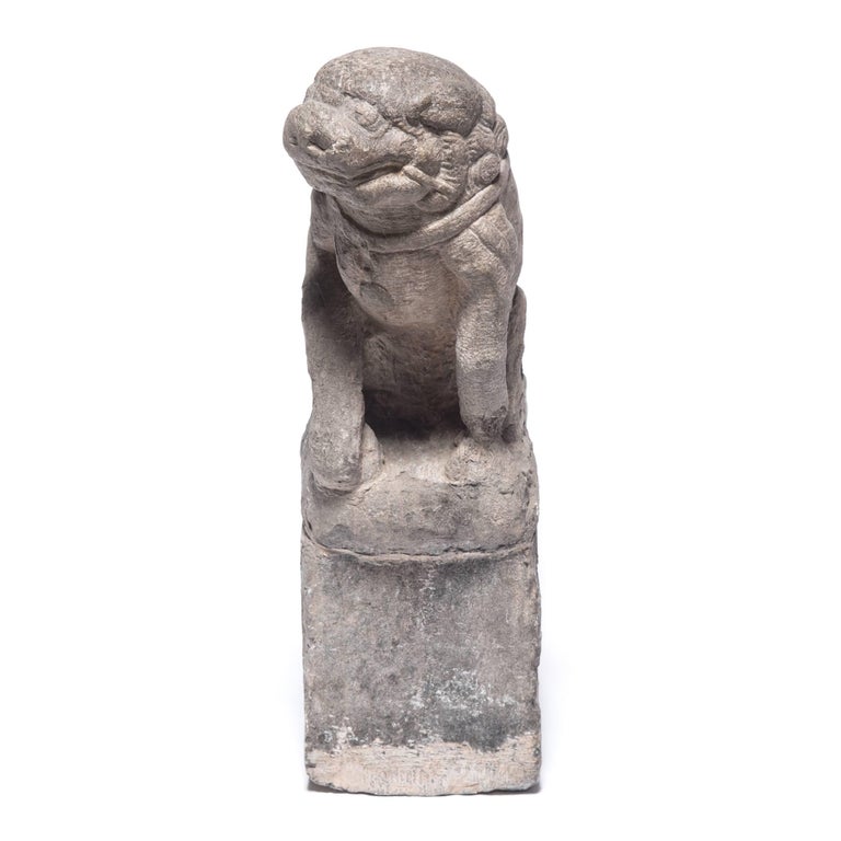 Pair of Chinese Stone Fu Dogs, c. 1800 For Sale at 1stDibs