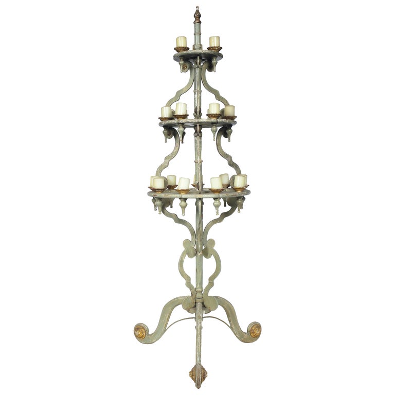 A Pair of Early 19th Century French Green and White Painted Wooden ...