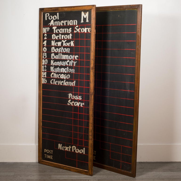 Pair of Early 20th Century Antique Chalkboard Pool Hall Scoreboards ...