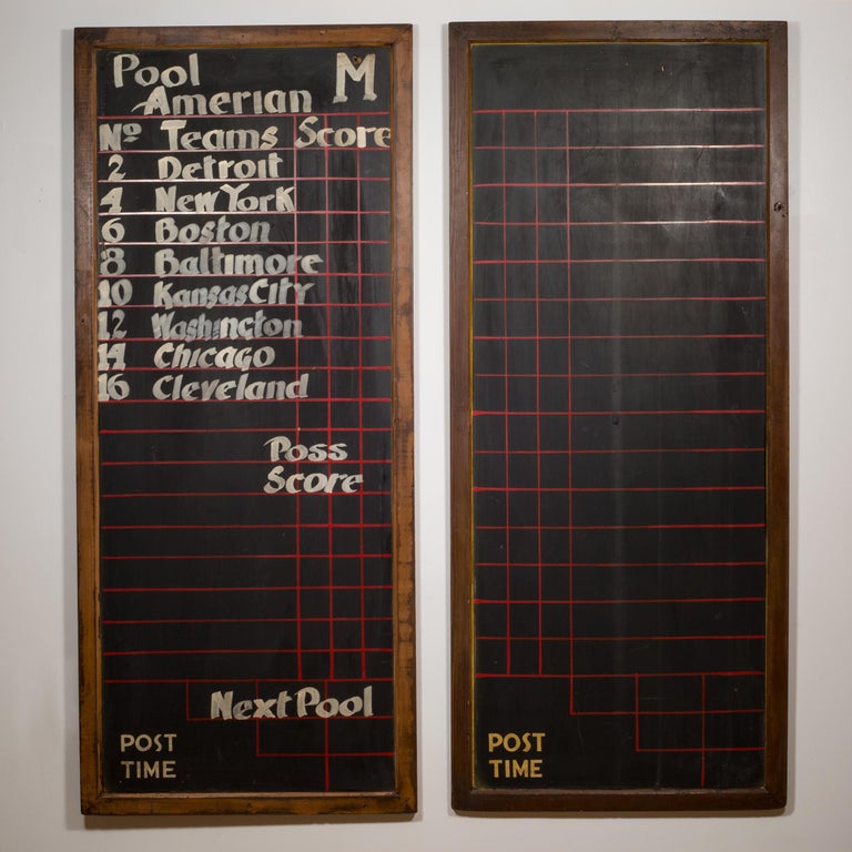 Pair of Early 20th Century Antique Chalkboard Pool Hall Scoreboards ...