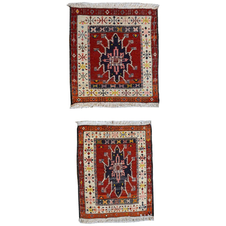 Pair of Early 20th Century Bakhtiari Bag Face Rugs For Sale at 1stDibs