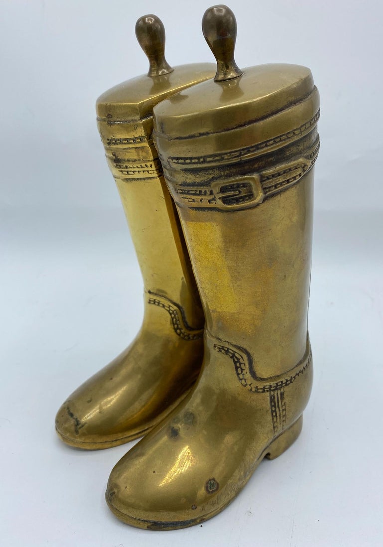 Pair of Early 20th Century Brass Boot Bookends at 1stDibs