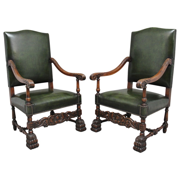 Pair of Early 20th Century Carved Armchairs in the Carolean Style For ...