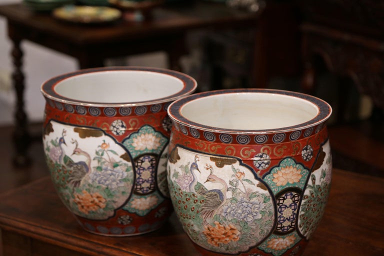 Pair of Early 20th Century Chinese Painted and Gilt Porcelain Planters ...