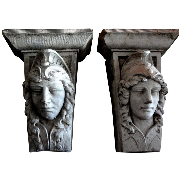 Pair of Early 20th Century Classical Style Architectural Wall Corbels ...