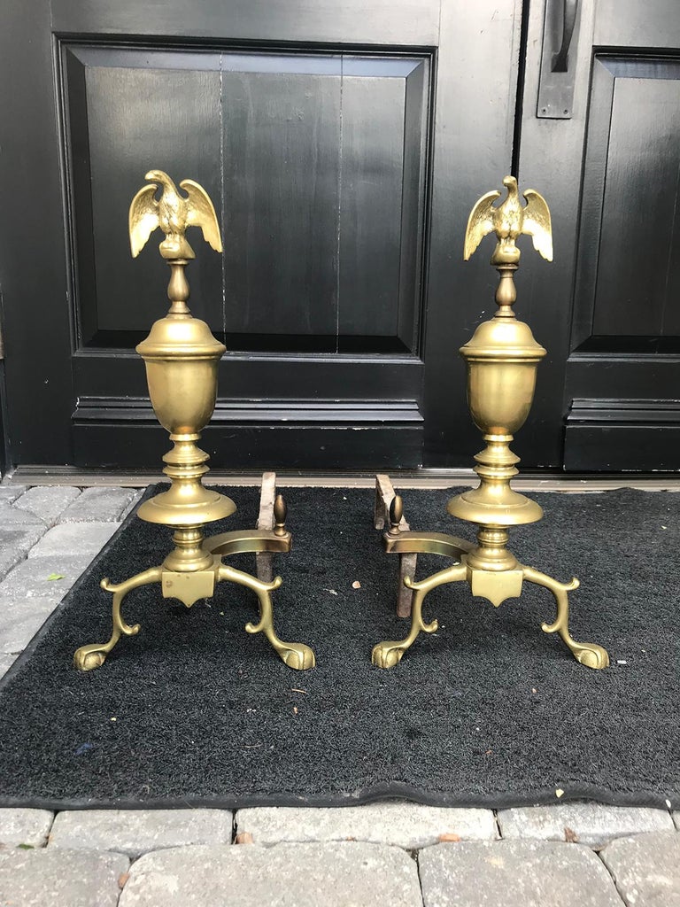 Pair of Early 20th Century Federal Style Andirons with Eagles For Sale ...