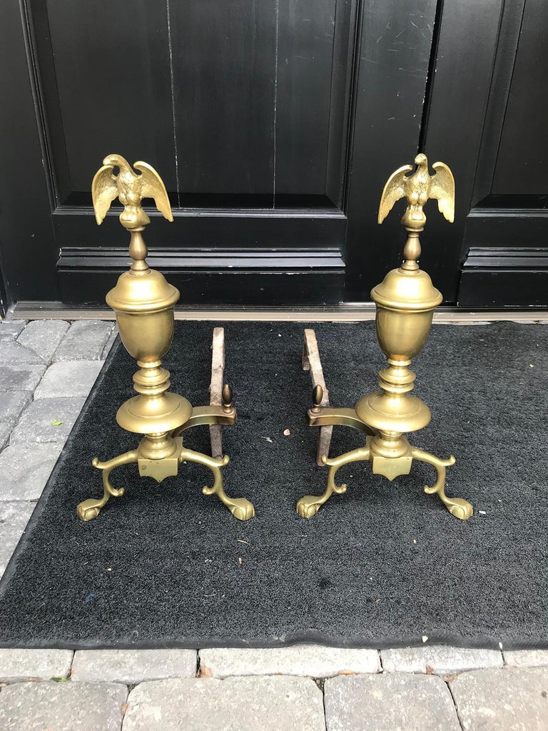 Pair of Early 20th Century Federal Style Andirons with Eagles For Sale ...