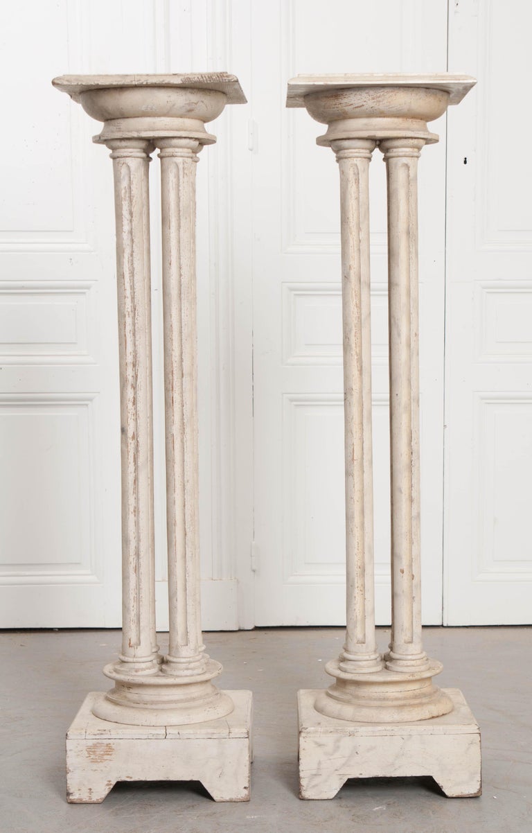 Pair of Early 20th Century French Painted Pillar Column Pedestals at ...