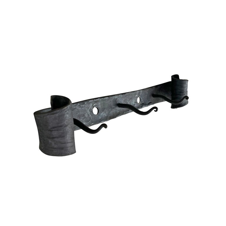 Pair of Early 20th Century Hand-Wrought Iron Wall Hooks For Sale at 1stDibs