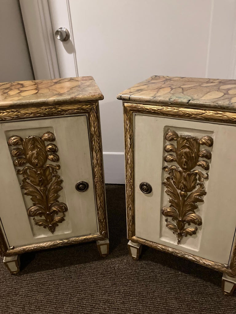 Pair of Early 20th Century Northern Italian Painted and Giltwood Side ...