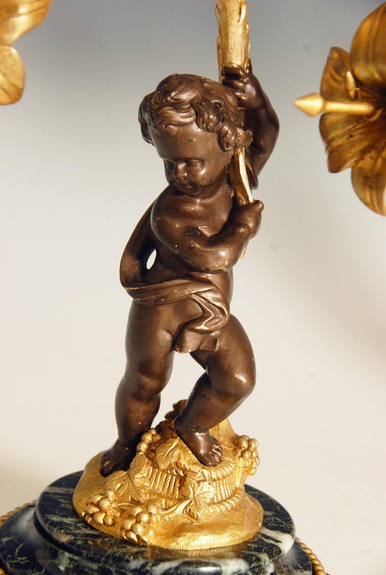 Pair of Early 20th Century patinated bronze Putti Candelabra For Sale ...