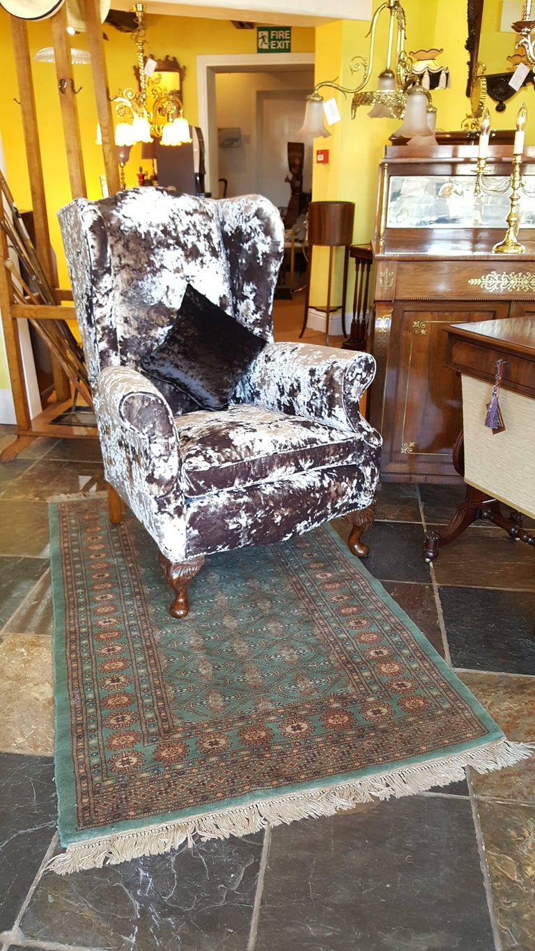 Pair of Early 20th Century Oak Framed Wing Back Armchairs For Sale at ...