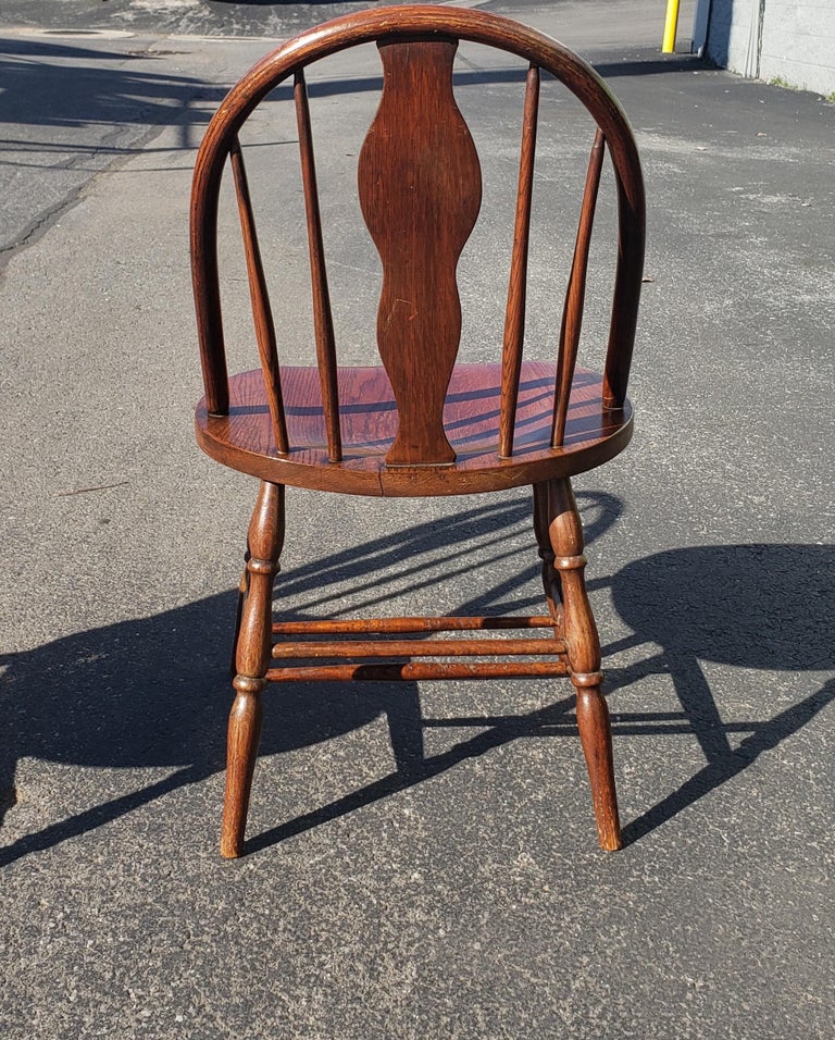 Pair of Early American Style Wide Stained Oak Windsor Side Chairs For ...