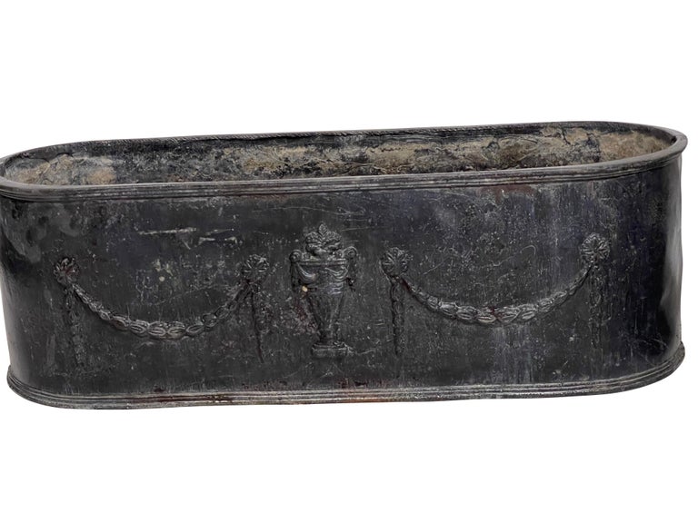 Pair of Early English Grey Lead Planters with Classical Decoration For ...